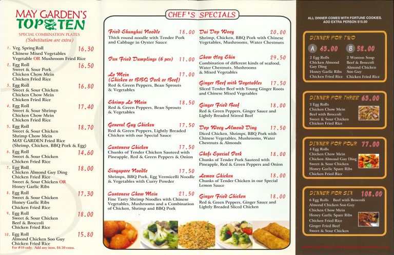 Menu – May Garden Chinese Restaurant